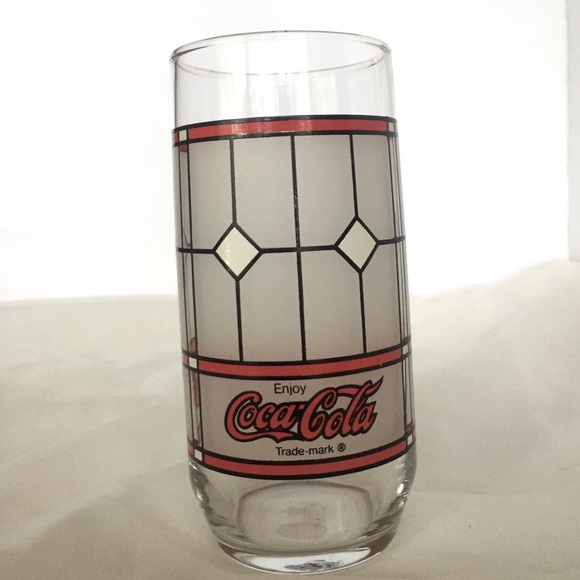 Coca Cola | Dining | Vintage Coca Cola Glass 6 Oz Stained Glass Design ...